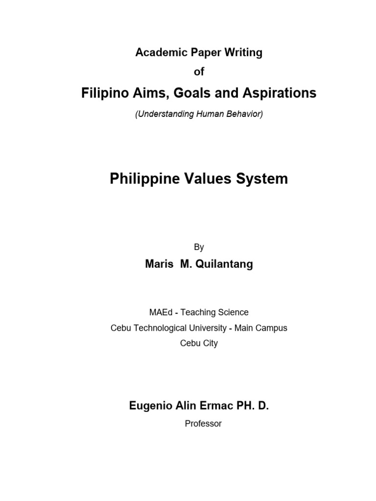 3.4 The Filipino Aims, Goals and Aspirations | PDF
