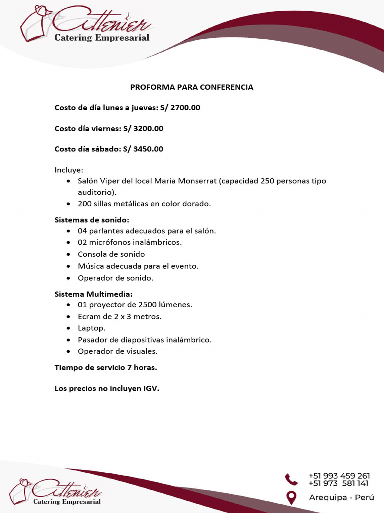 Profroma Conferencia | PDF