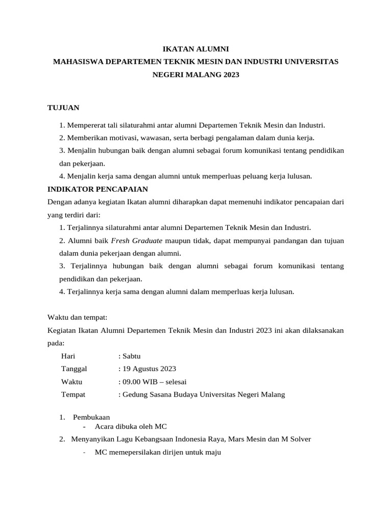 Konsep Ikatan Alumni 2023 | PDF