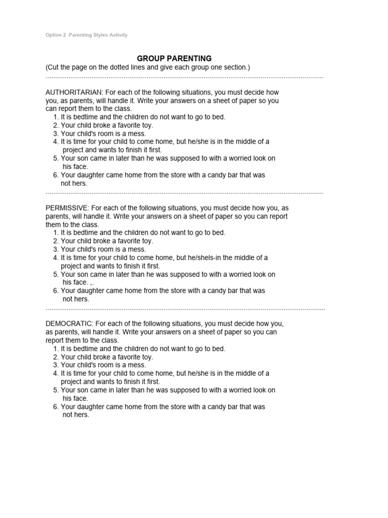 Parenting Styles Activity | PDF