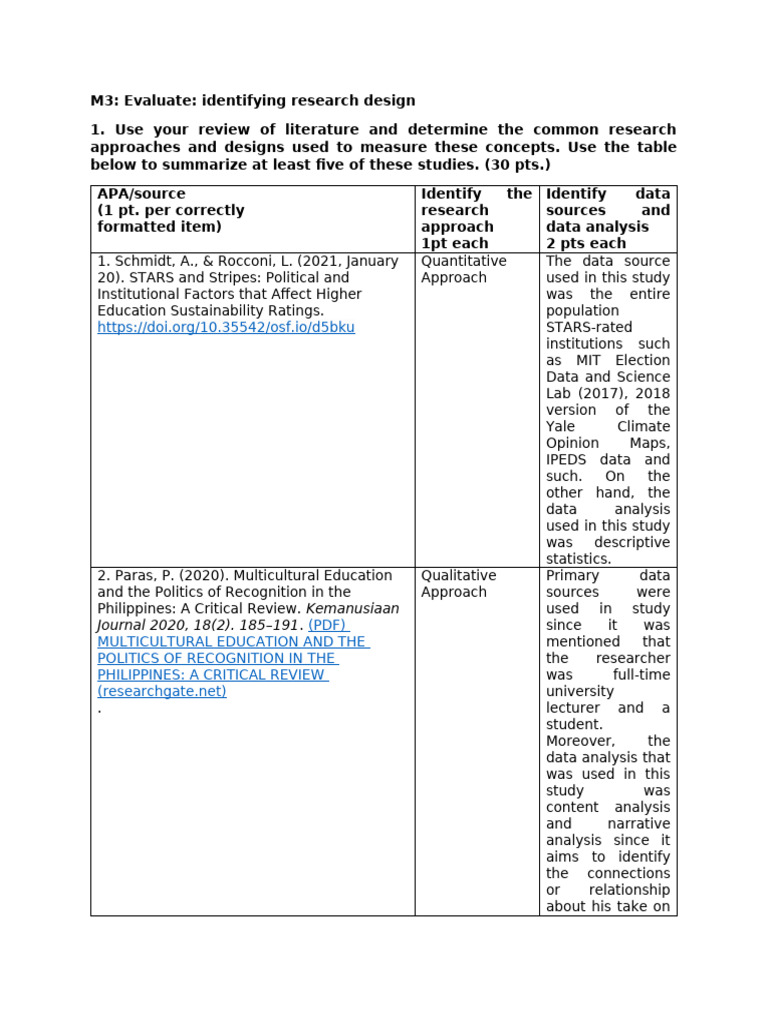 Sample Identifying Research Design | PDF