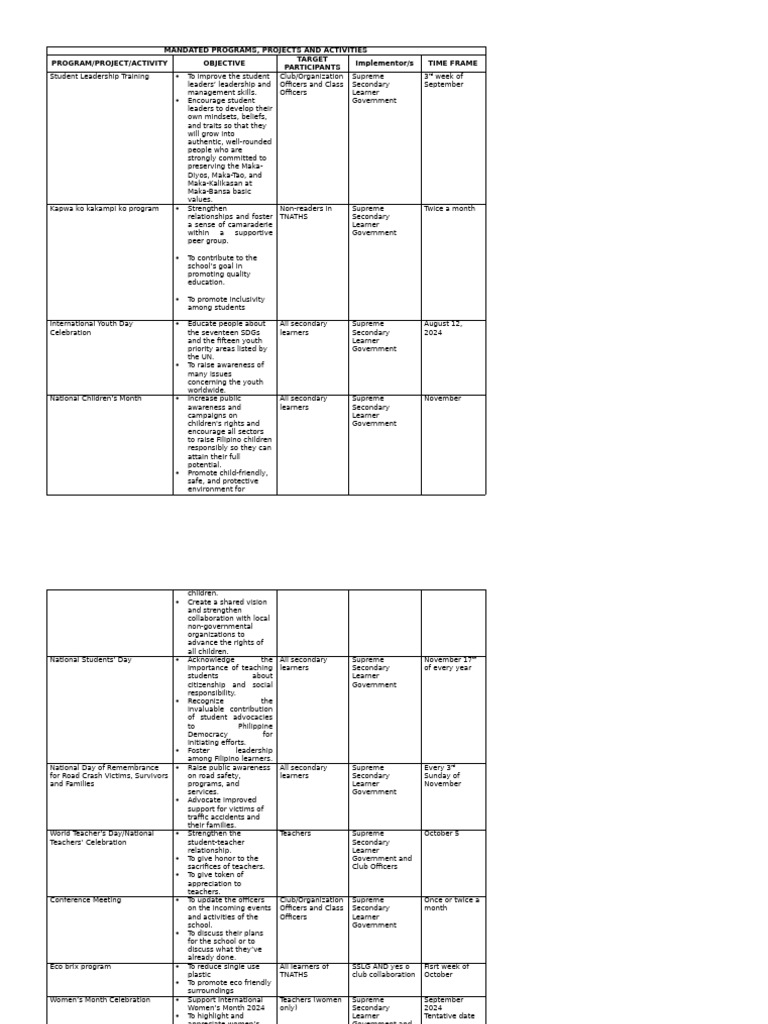 SSLG Action Plan | PDF