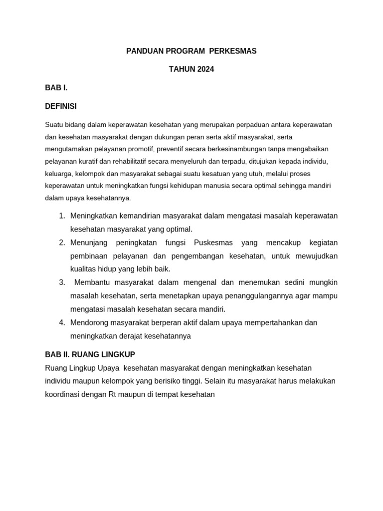 Panduan Program Perkesmas | PDF