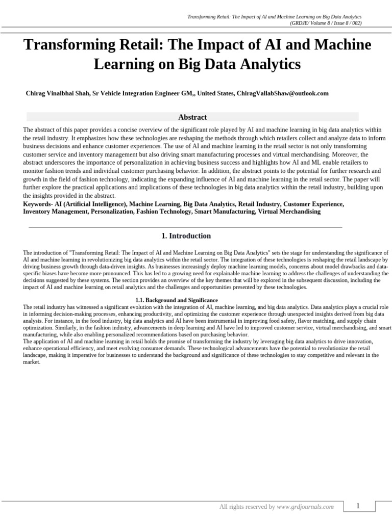 Transforming Retail: The Impact of AI and Machine Learning On Big Data ...