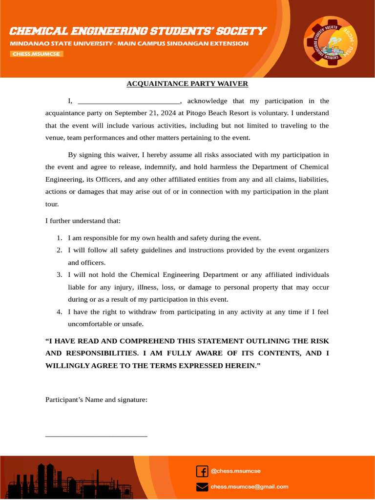 Acquaintance Party Waiver | PDF