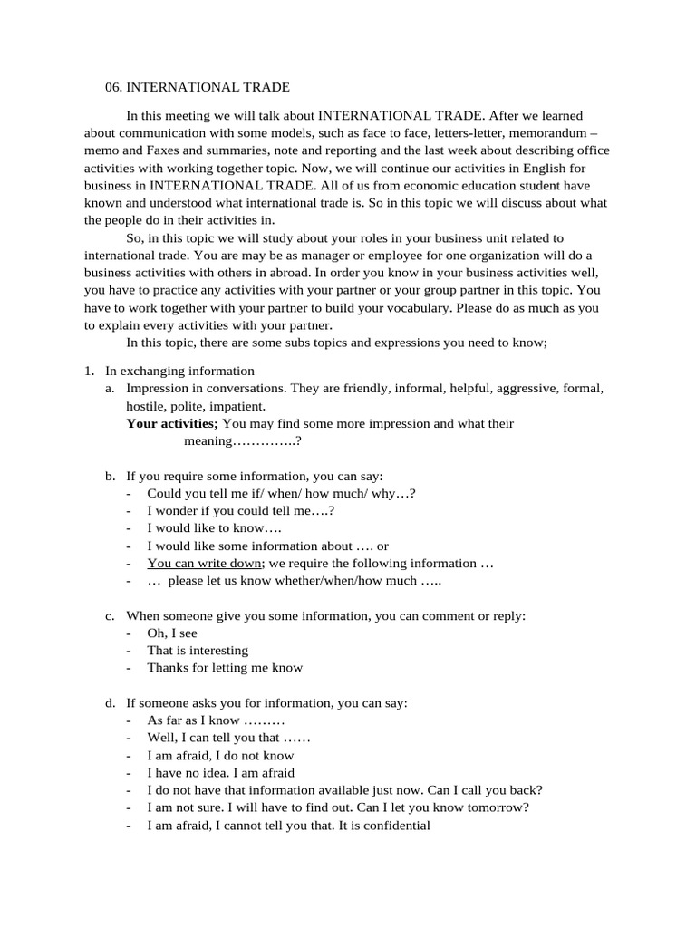 International Trade | PDF