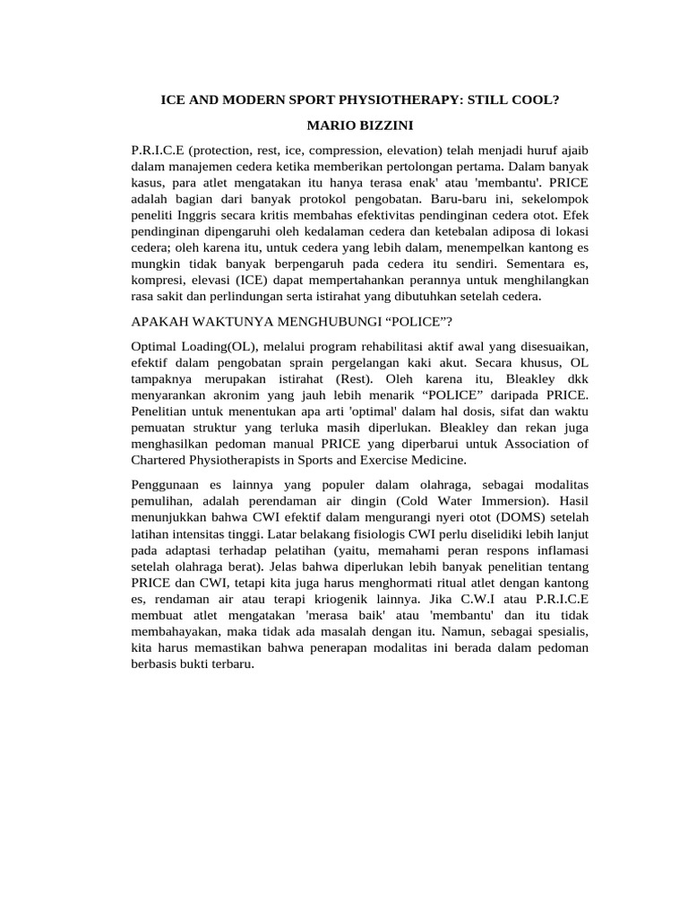 Ice and Modern Sport Physiotherapy | PDF
