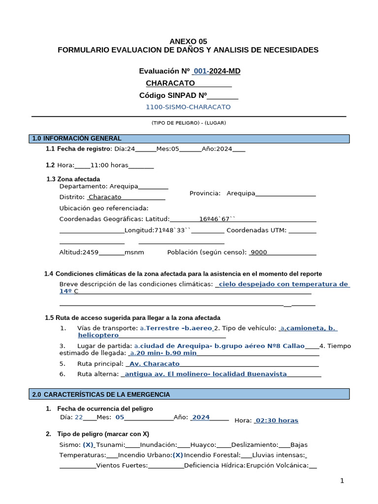 Anexo 05 Formulario Edan (Pcm-Et) | PDF