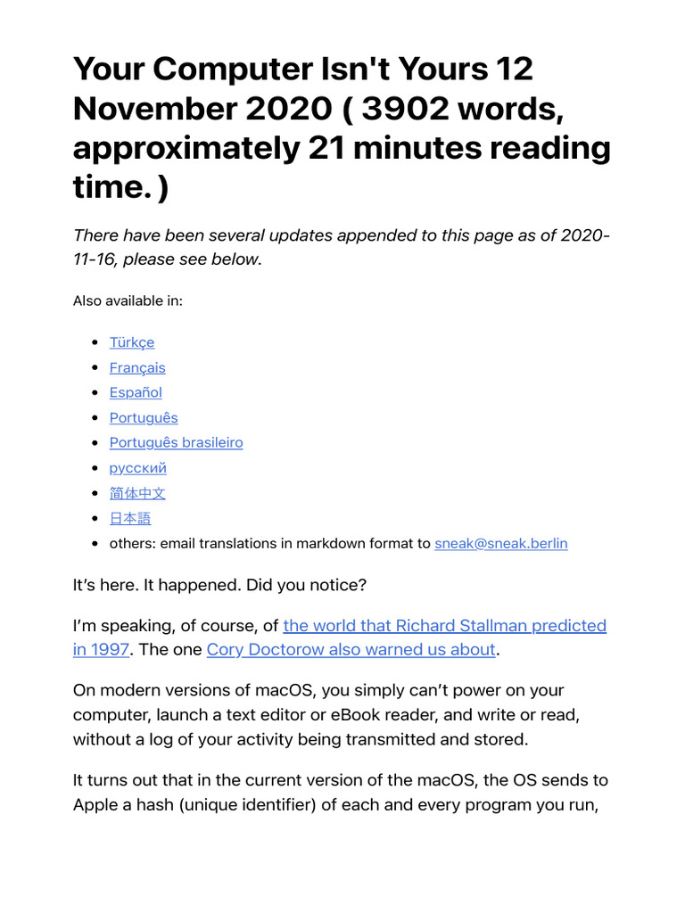 Jeffrey Paul - Your Computer Isn't Yours | PDF