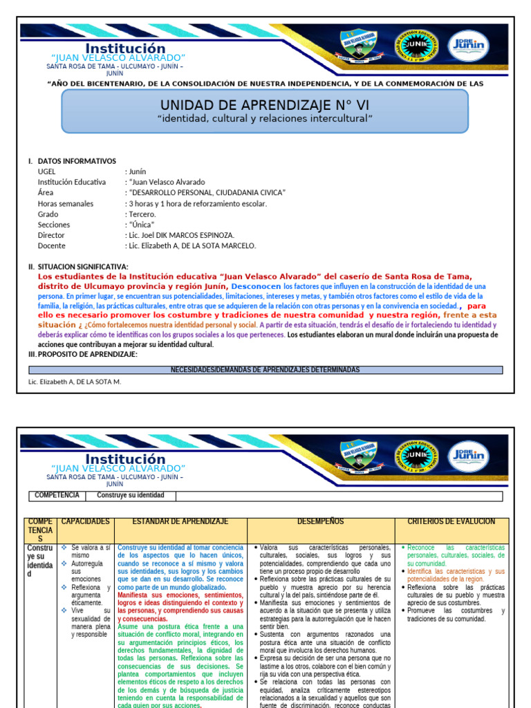 Vi Unidad de Aprendizaje 3 Grado Tama 24 | PDF