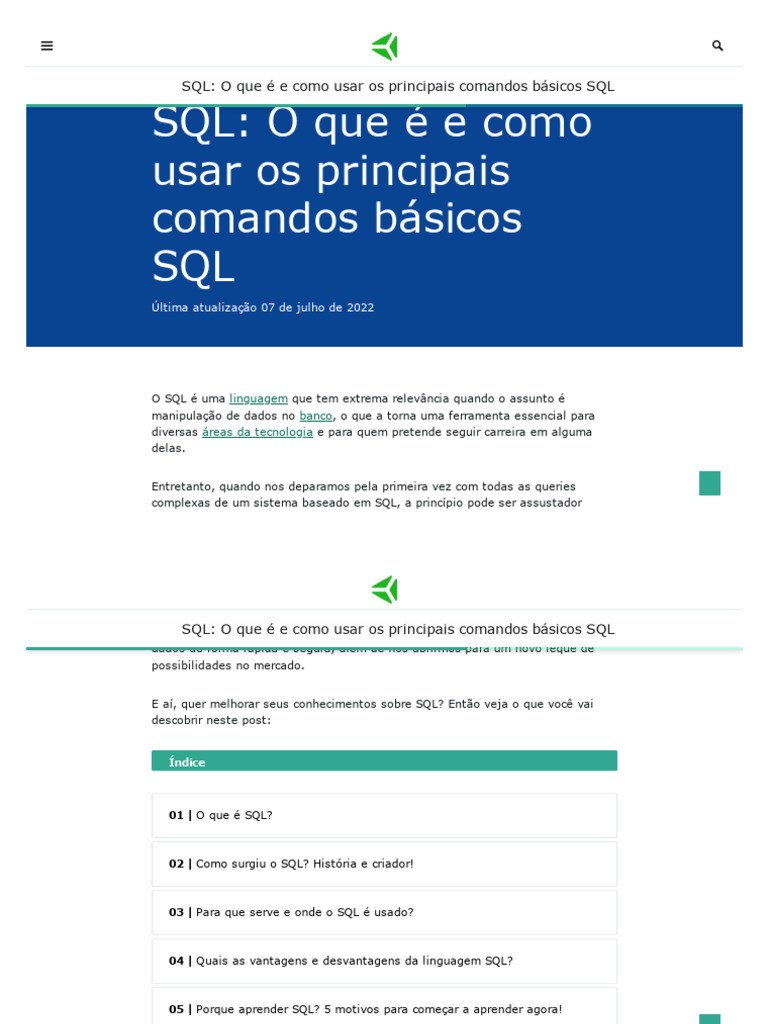 SQL - O Que É e Como Usar Os Principais Comandos Básicos SQL - Insights ...