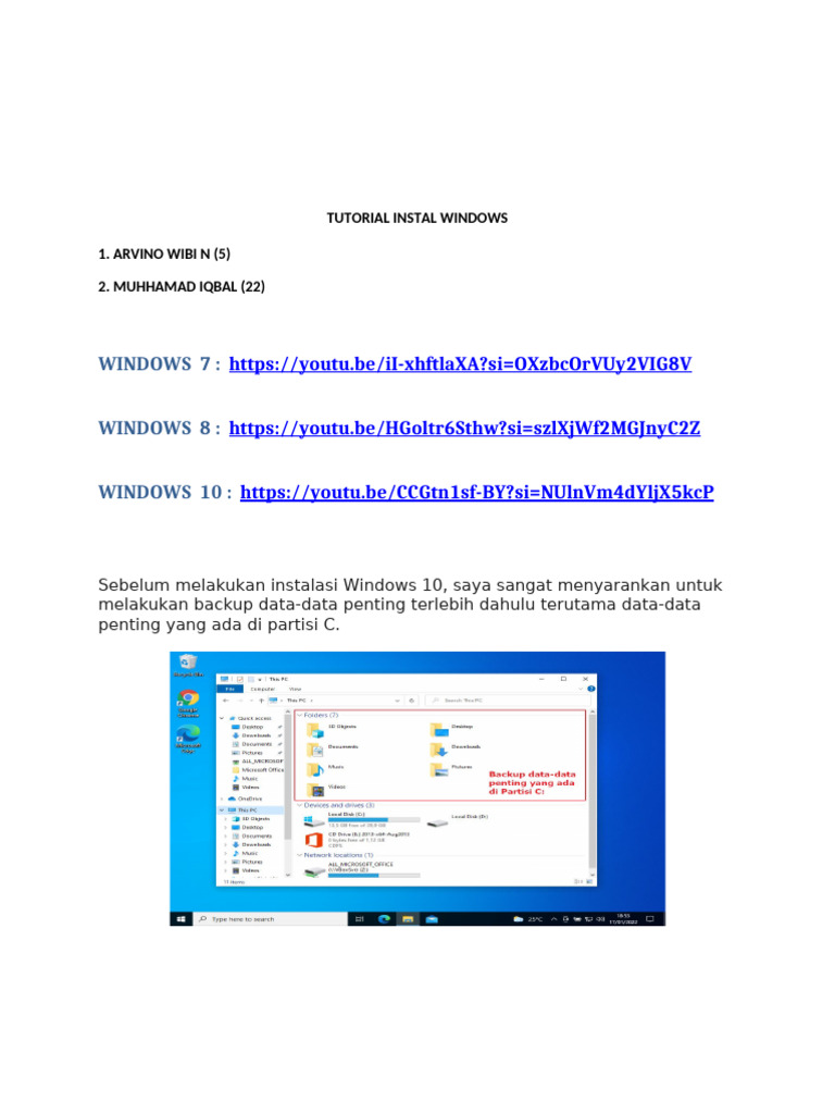 Tutorial Instal Windows | PDF