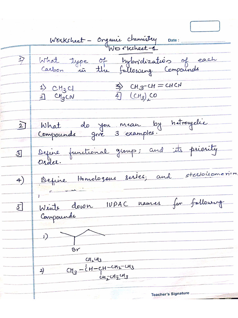 Worksheet 1&2 Some Basic Principles of Organic Chemistry | PDF