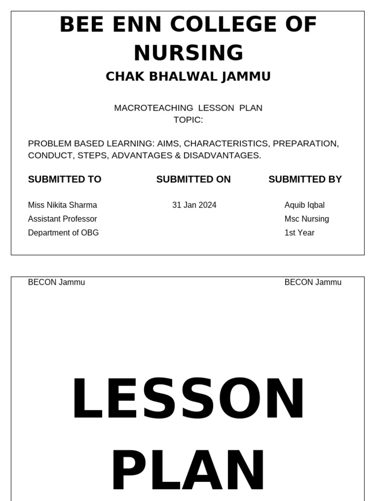 LESSON PLAN PBLR | PDF | Learning | Cognitive Science