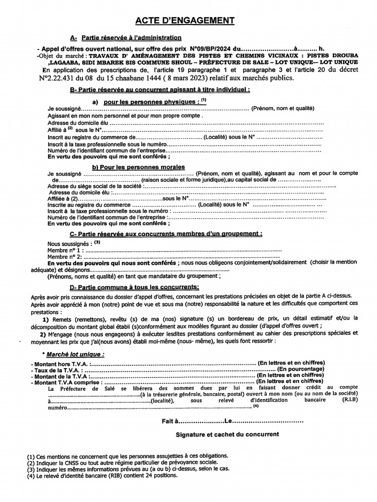 Acte D Engag +declaration Sur L Honneur | PDF