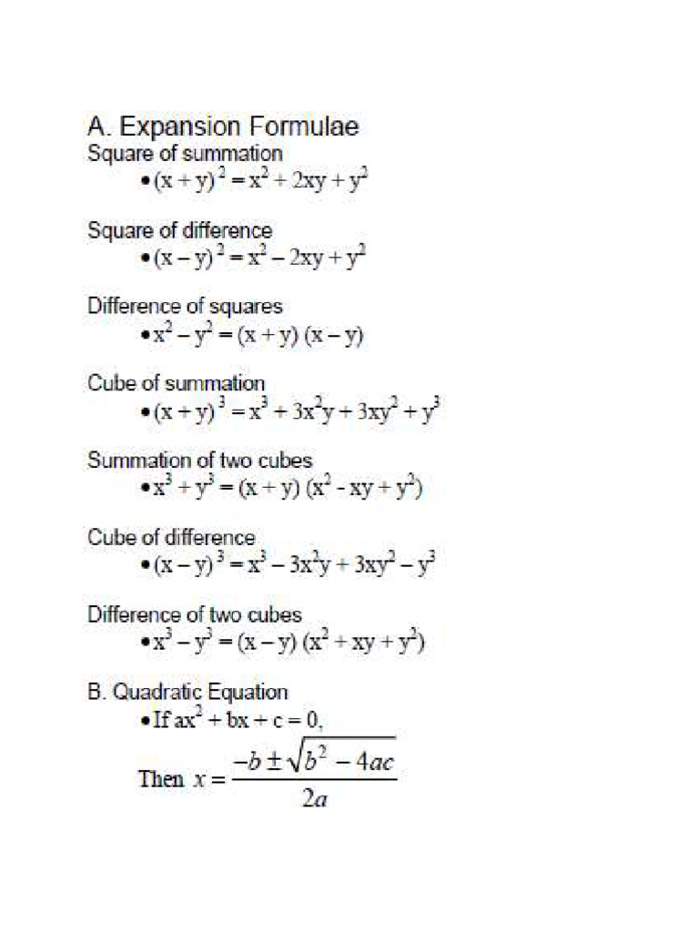 Algebraic Formula | PDF
