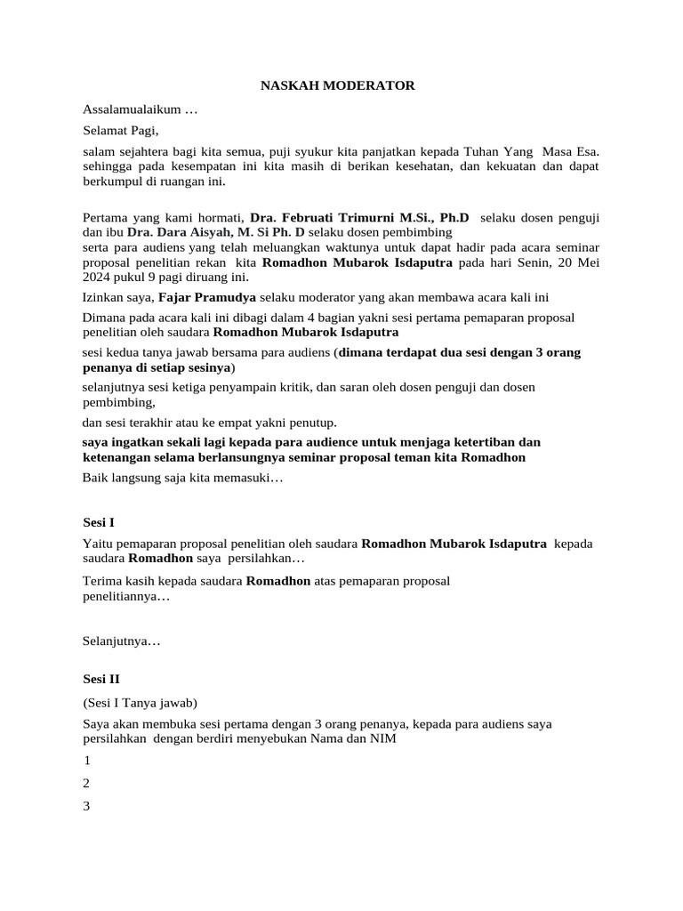 Naskah Moderator | PDF