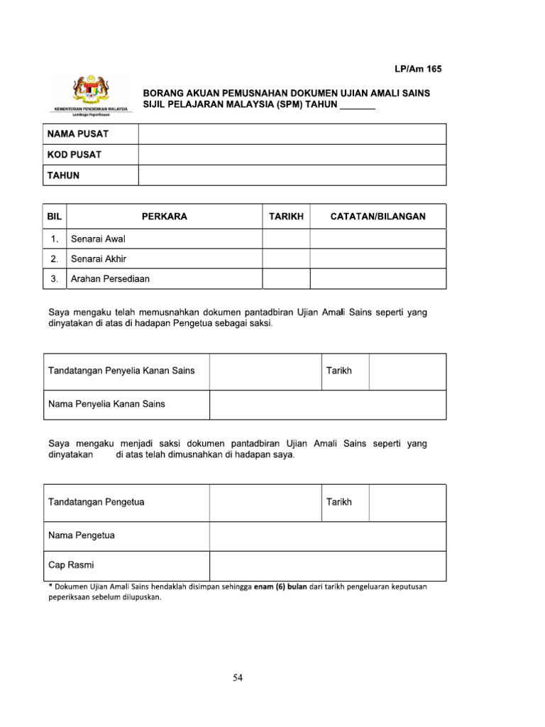 Borang LP - Am 165 | PDF