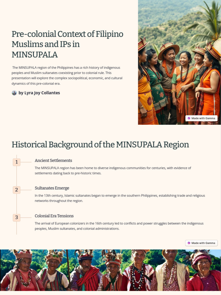 Pre Colonial Context of Filipino Muslims and IPs in MINSUPALA | PDF