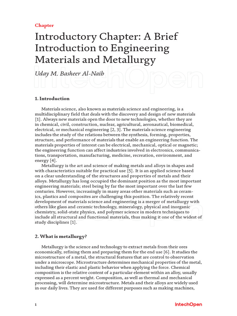 Reading Material 1 MET109 Intro To Metallurgy | PDF