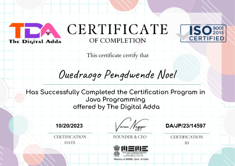 Ouedraogo Pengdwende Noel Java | PDF