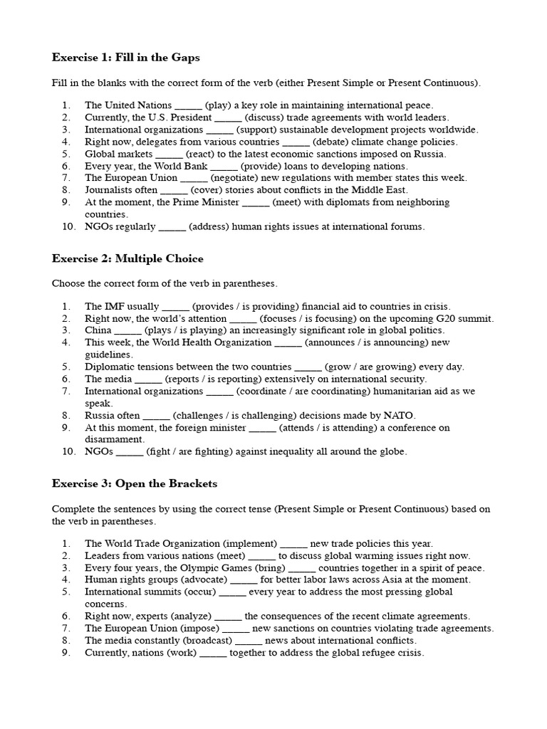 Present Simple Vs Present Cont | PDF