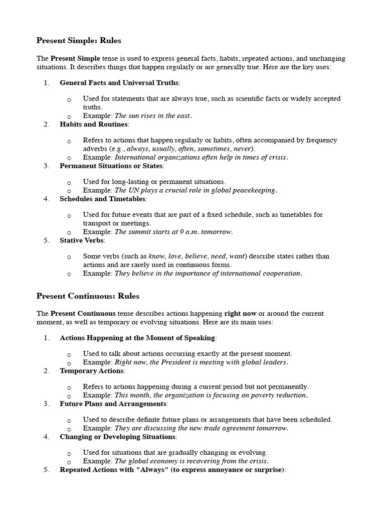 Present Simple & Present Continuous | PDF