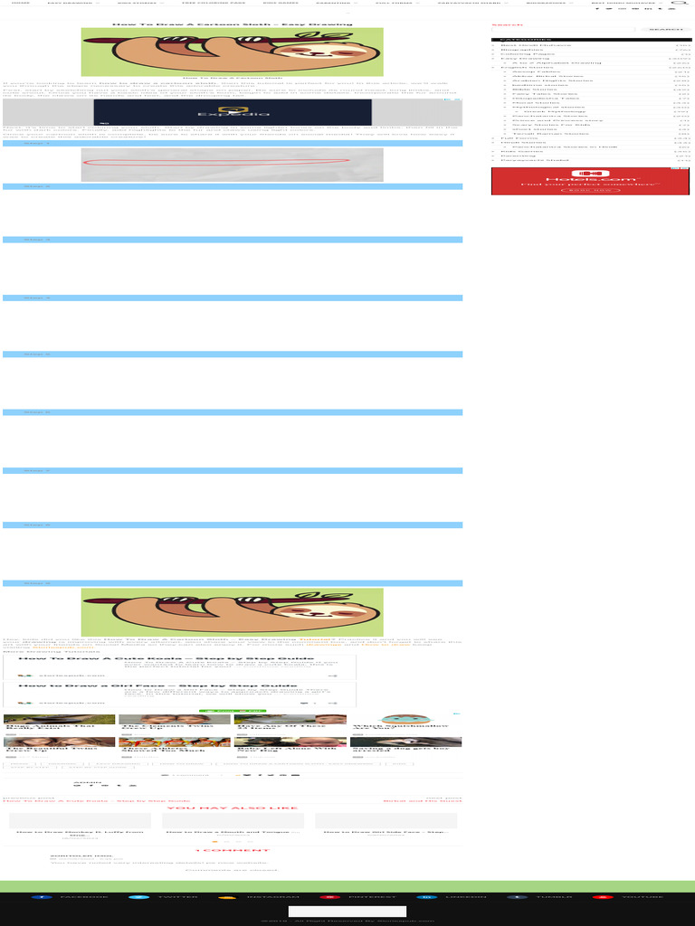 How To Draw A Cartoon Sloth - Easy Drawing | PDF