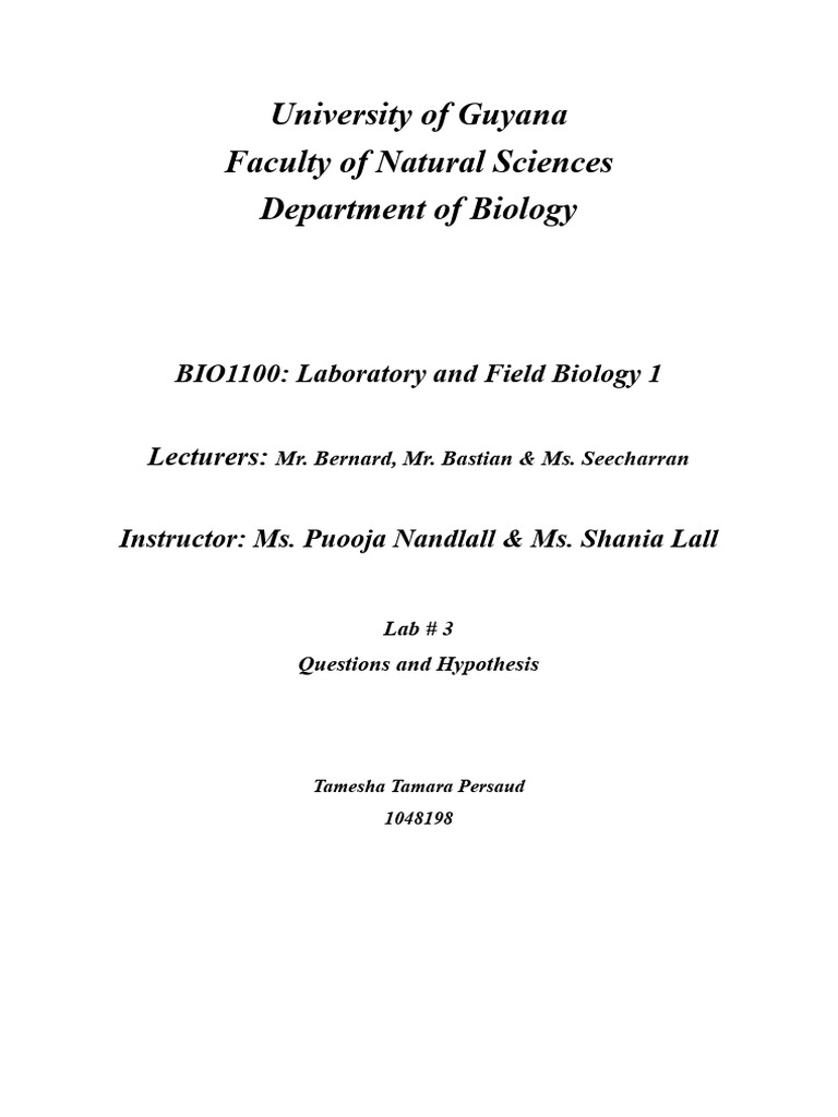 Bio 1100 Lab 3 | PDF