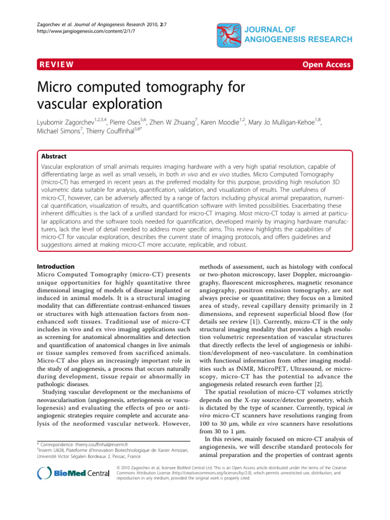Micro Computed Tomography For Vascular Exploration Pdf Medical Imaging Science And Mathematics