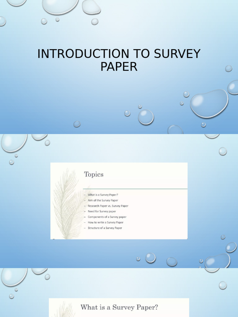 Introduction To Survey Paper | PDF