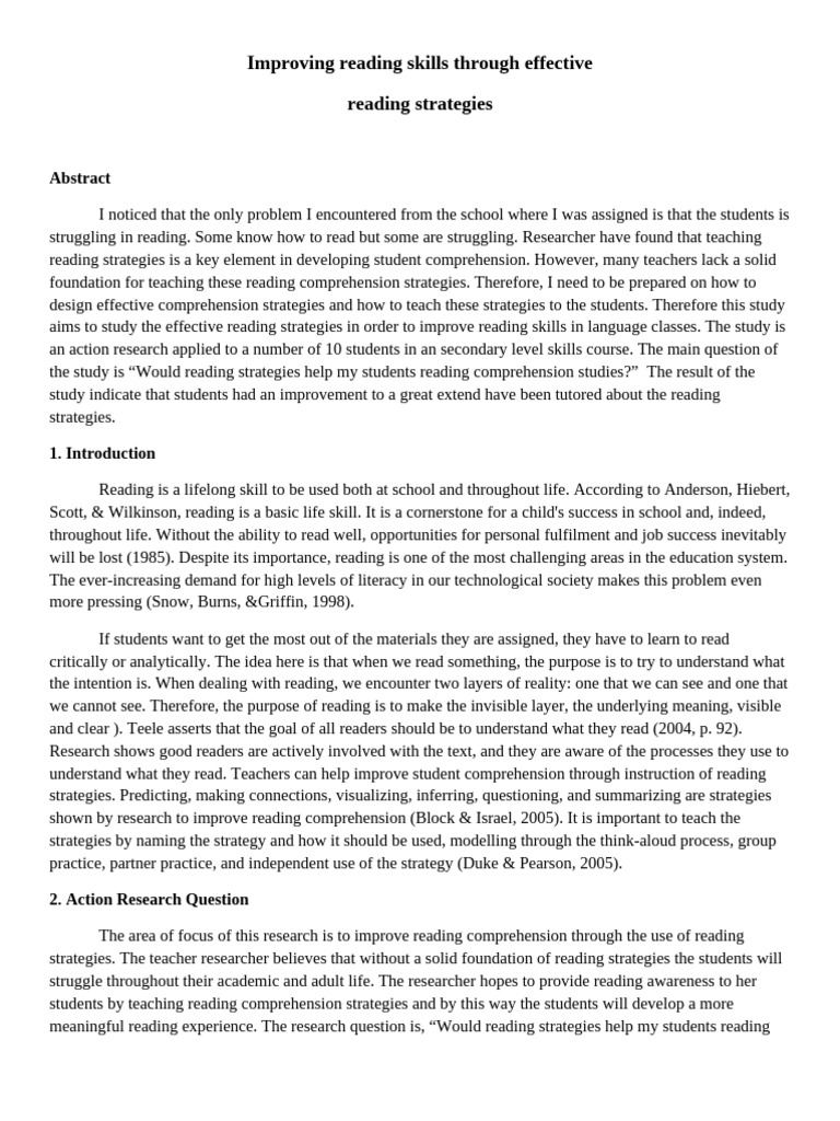 Improving Reading Skills Through Effective Reading Strategies | PDF