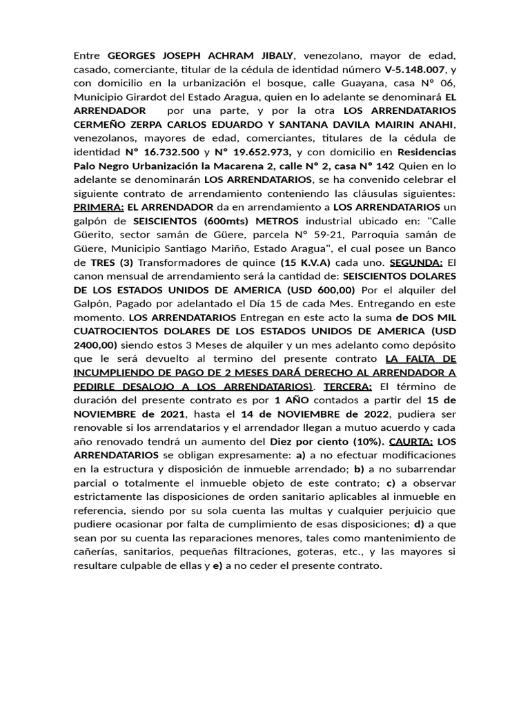 Nuevo Contrato 600mts Esperando | PDF