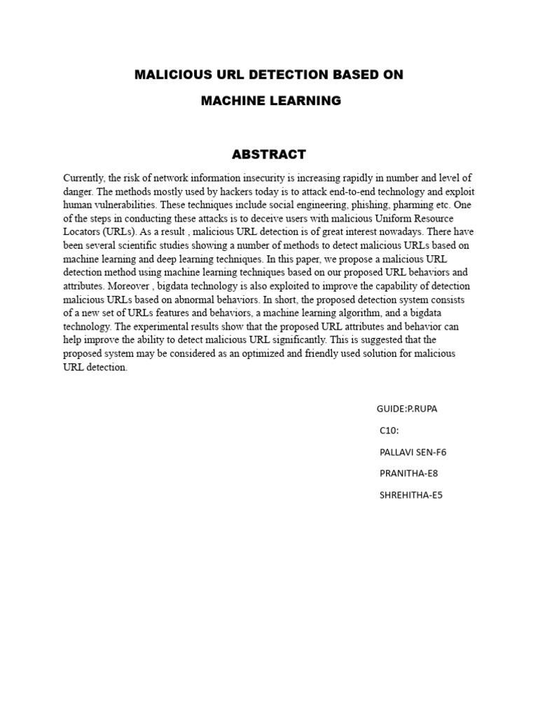 Malicious Url Detection Based On ML-1 | PDF