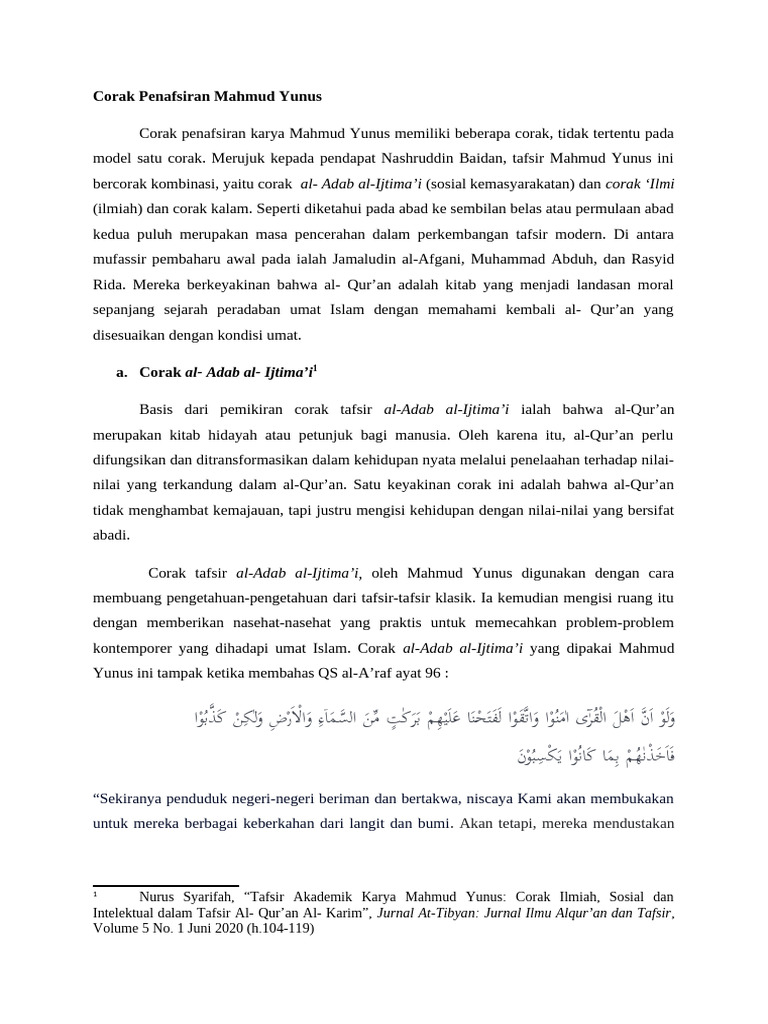 Corak Tafsir Mahmud Yunus | PDF