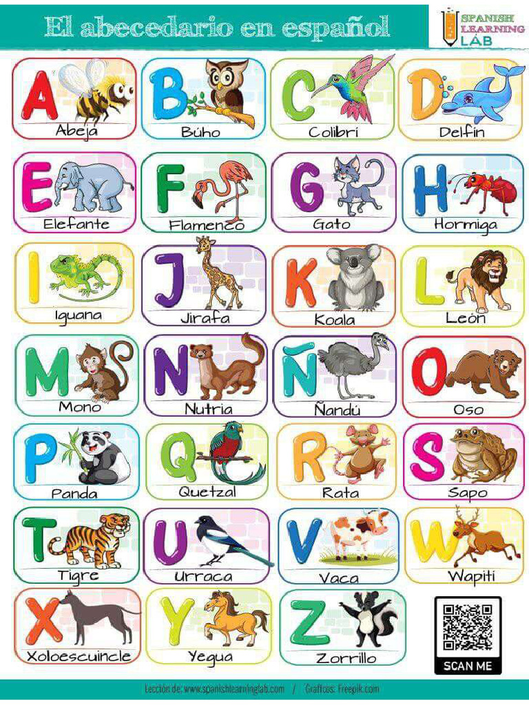 El Abecedario en Espanol Con Animales The Alphabet Spanish Lesson | PDF