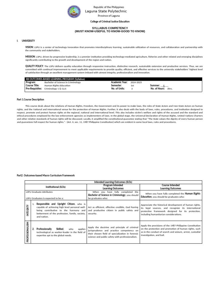 CLJ2 - Syllabus Competency | PDF