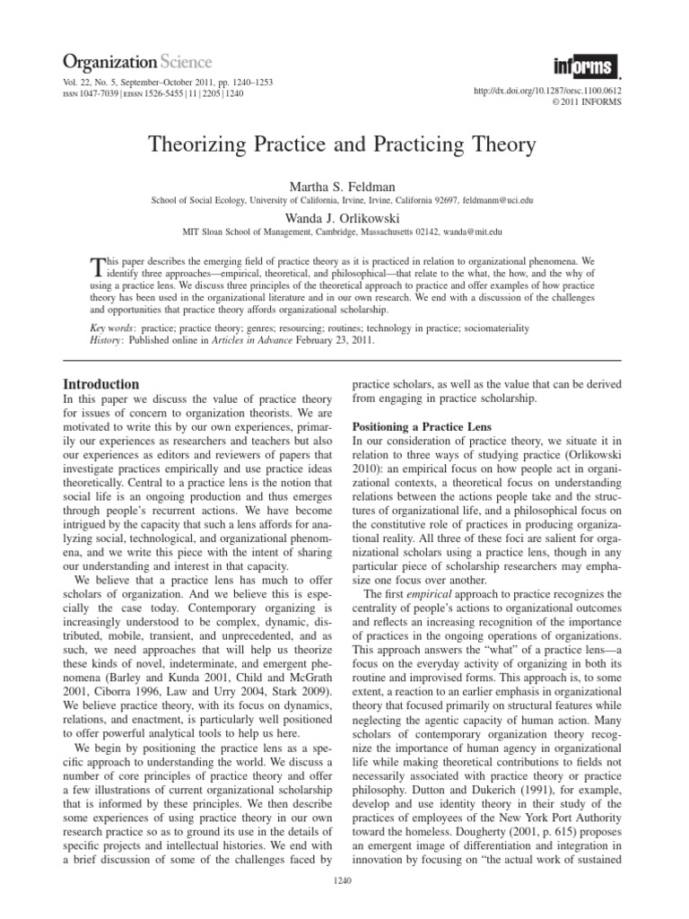 Feldman 2011 Practice Theory | PDF