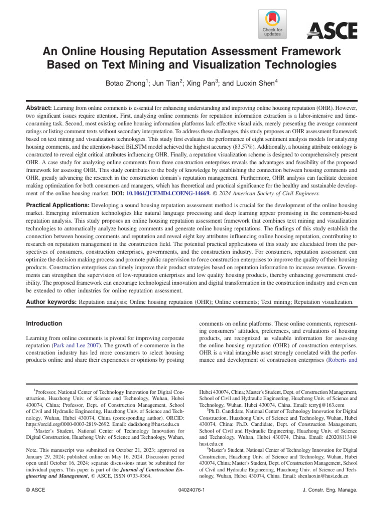 Zhong Et Al - 2024 - An Online Housing Reputation Assessment Framework Based On Text Mining and ...