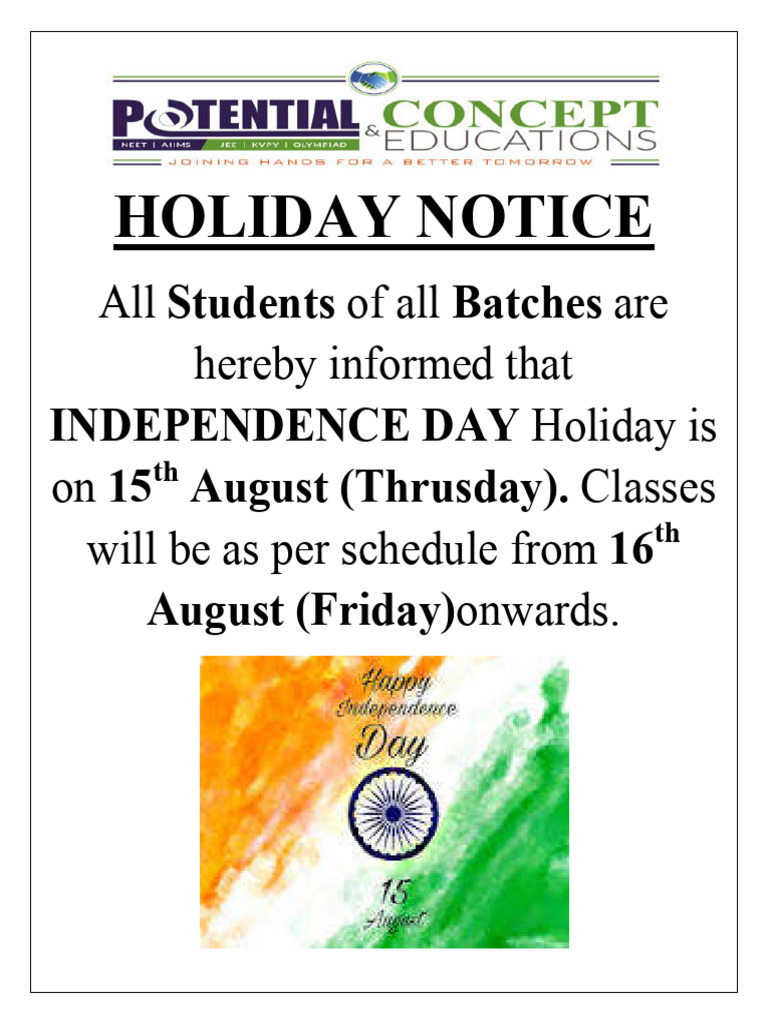 Independence Day Notice-1 | PDF
