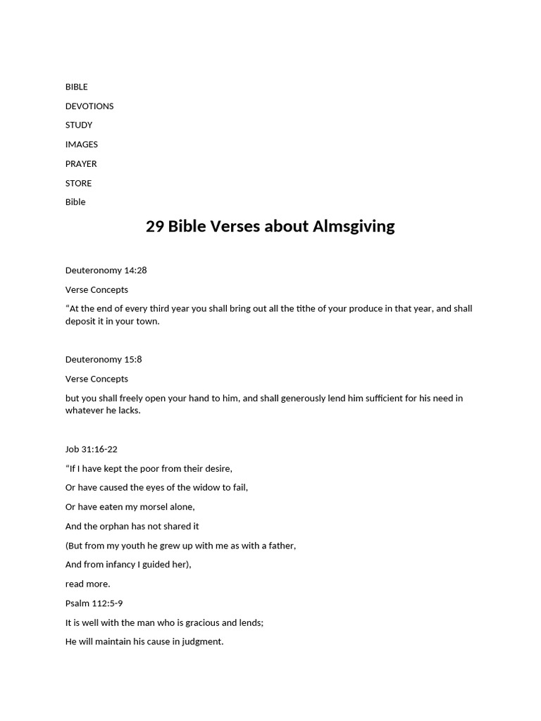 29 Bible Verses About Almsgiving | PDF