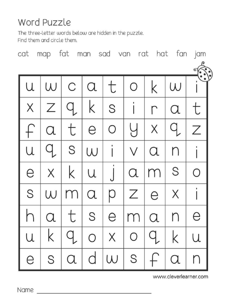 Three Letter Word Puzzles A2 | PDF