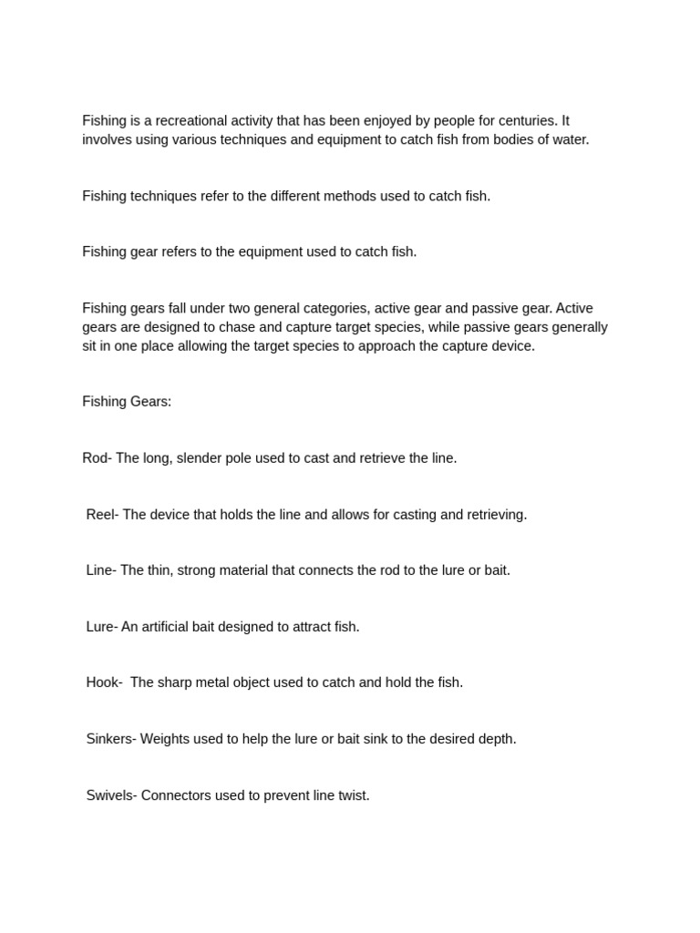 Outline-Fishing Techniques and Gears | PDF