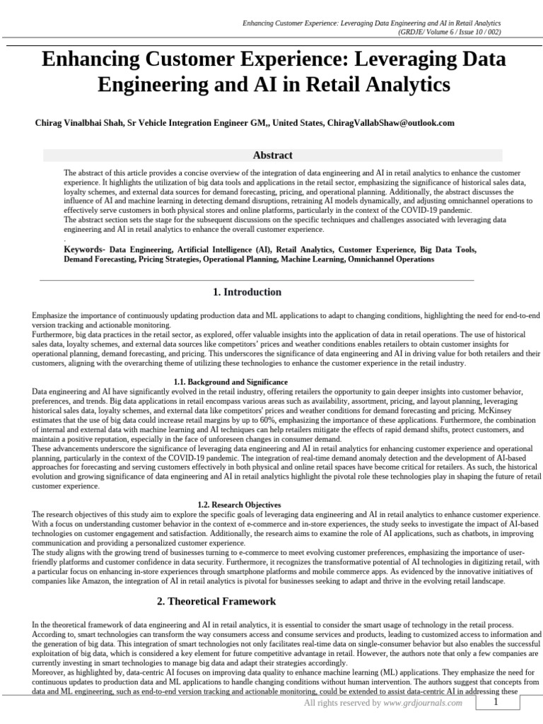 Enhancing Customer Experience Leveraging Data Engineering and AI in ...
