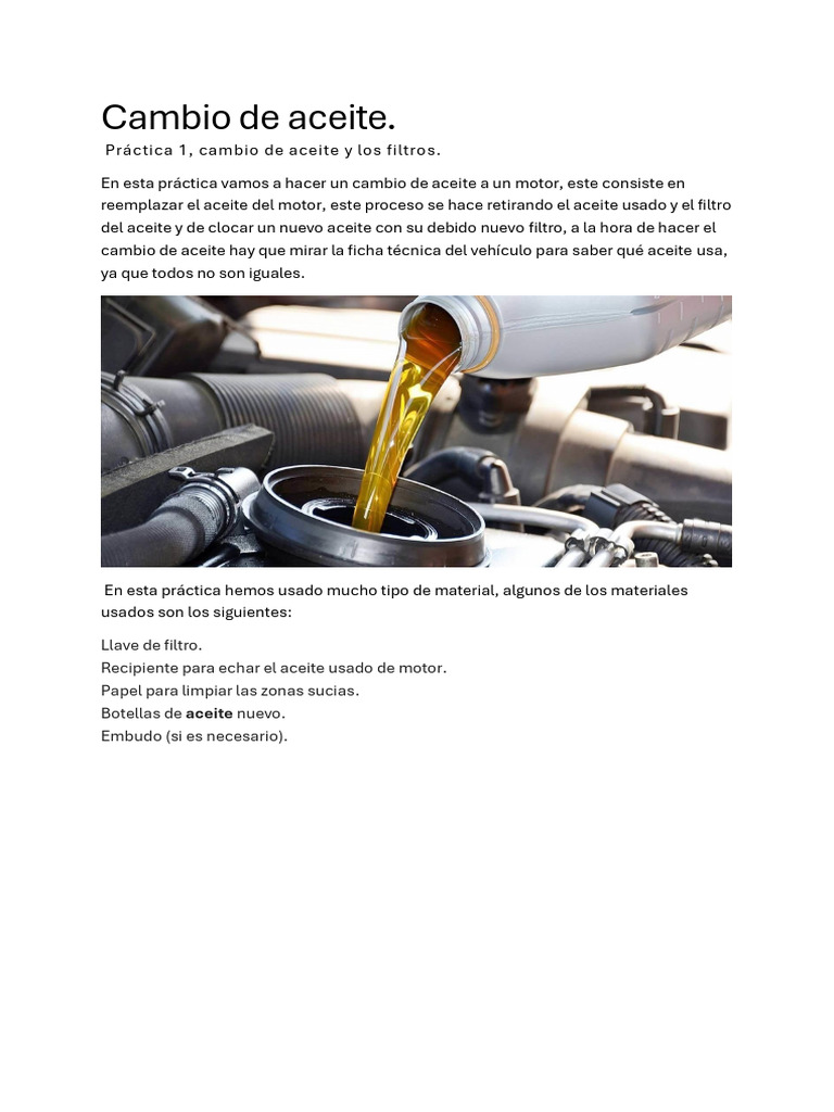 Cambio de Aceite | PDF
