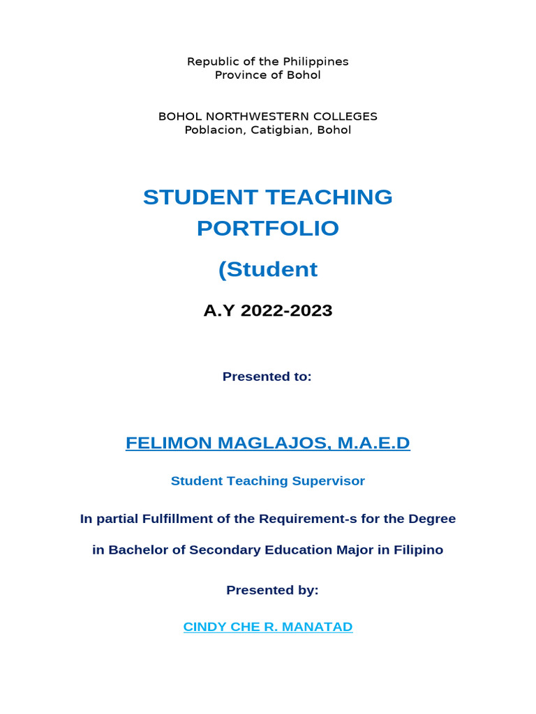 Student Teaching Portfolio Cin.r.m. | PDF | Teachers | Behavior ...