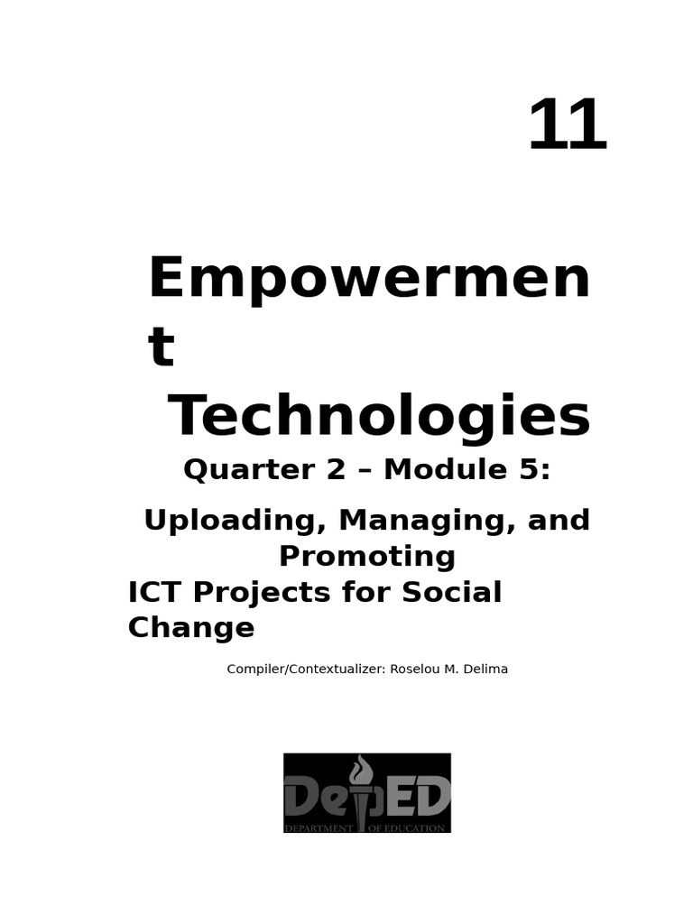 EMTech - Q2 - M5 Uploading Managing and Promiting ICT Projects For Social Change | PDF | Social ...