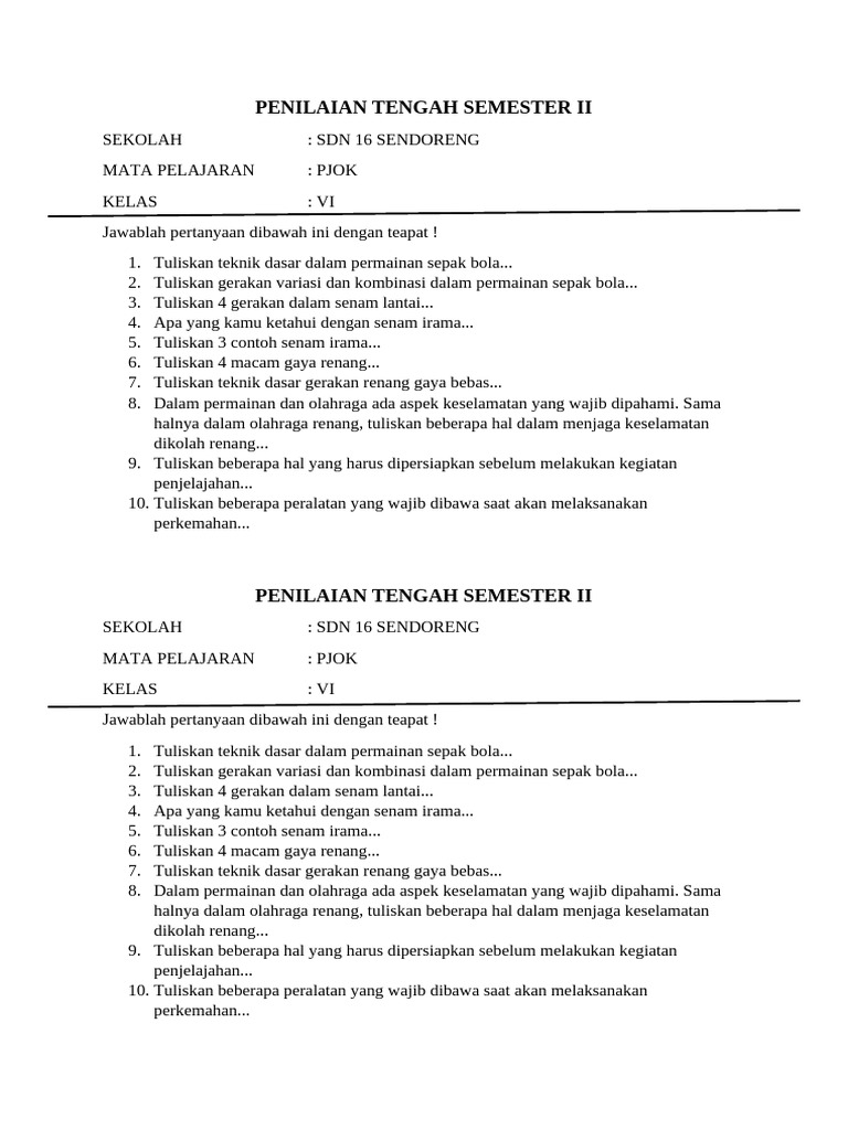 Penilaian Tengah Semester Ii | PDF