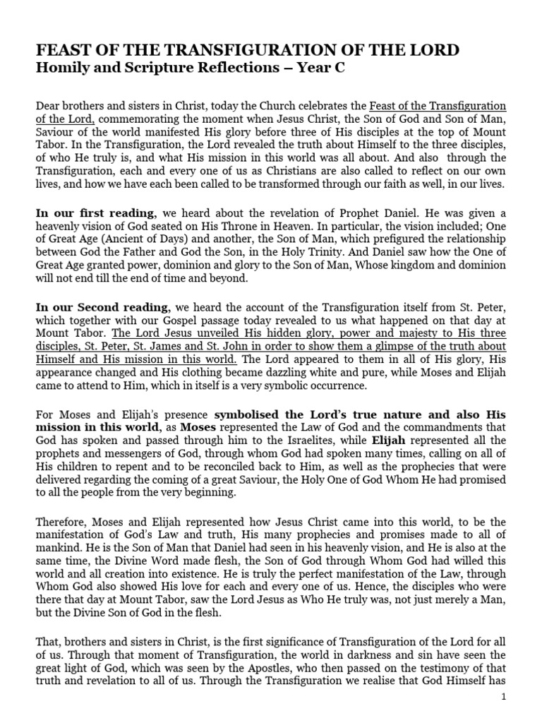 Feast of The Transfiguration of The Lord | PDF | Jesus | Religion ...