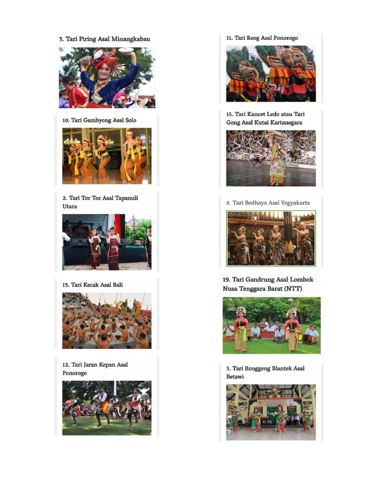 20 Tari Nusantara | PDF